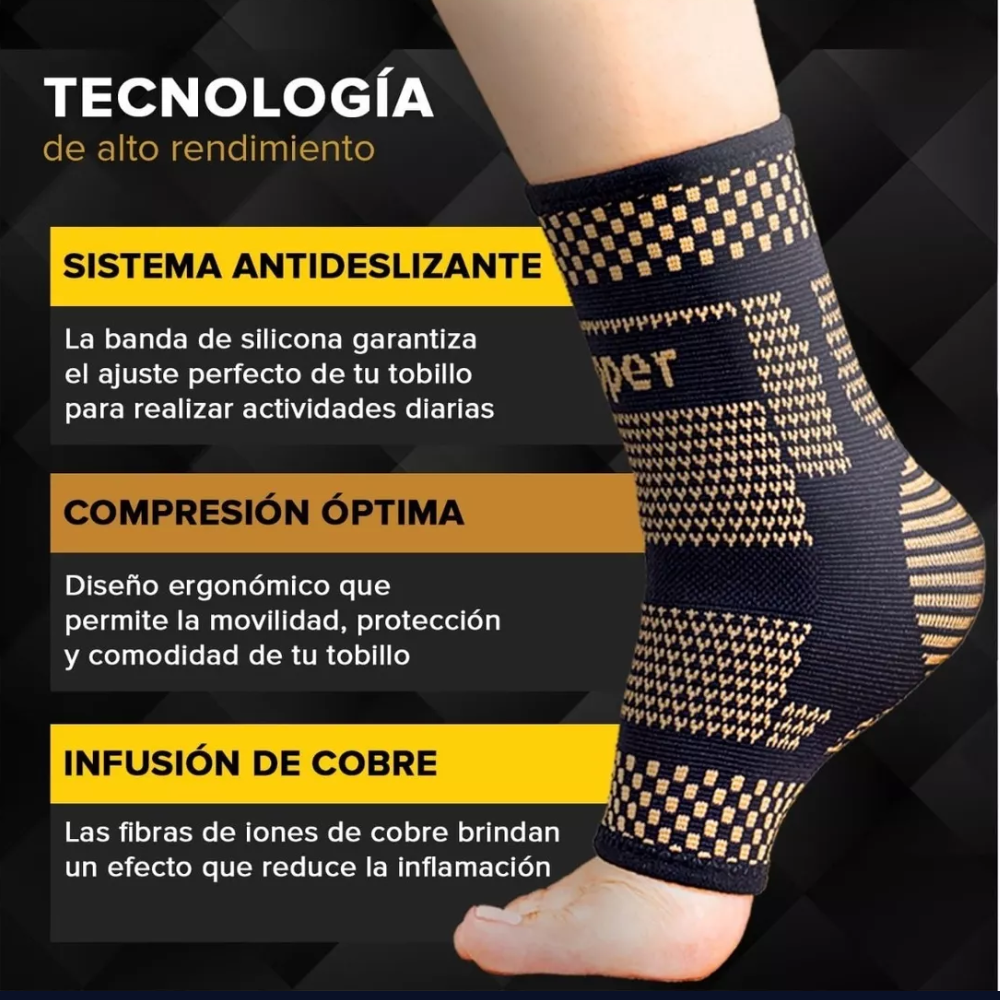 Tobillera De Compresión Con Fibra Cobre – Ando Vitrineando